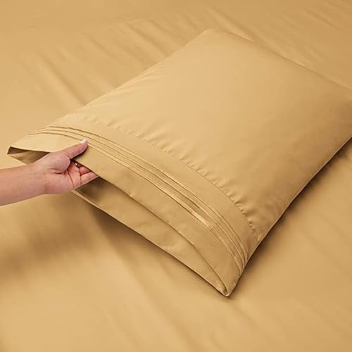 KAYLEN HOME 1800 TC Deep Pocket Full Size Sheets Set up to 16" - Hotel Luxury Extra Soft Brushed Microfiber 4 PC Bed Sheet Set, Harvest Gold