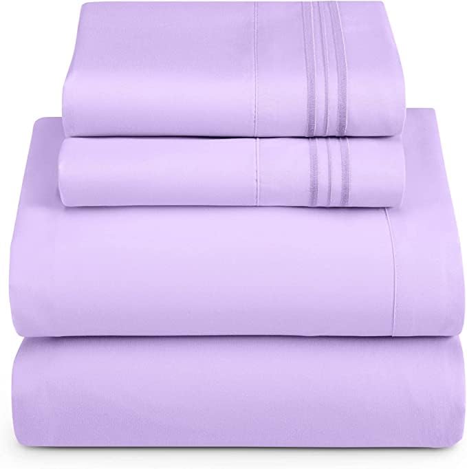 KAYLEN HOME 1800 TC Deep Pocket Full Size Sheets Set up to 16" - Hotel Luxury Extra Soft Brushed Microfiber 4 PC Bed Sheet Set, Lavender Mist