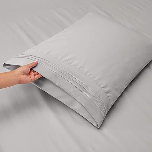 KAYLEN HOME 1800 TC Deep Pocket Full Size Sheets Set up to 16" - Hotel Luxury Extra Soft Brushed Microfiber 4 PC Bed Sheet Set, Silver