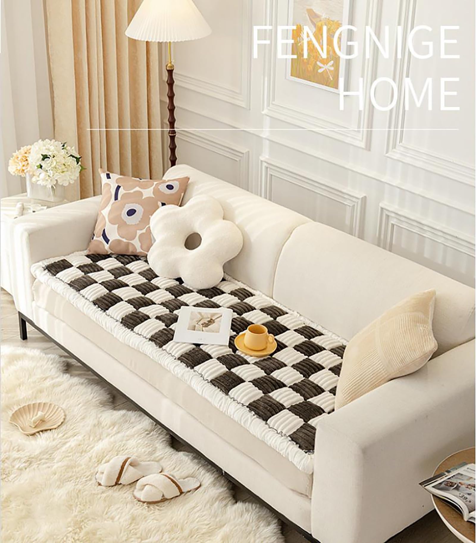 TaLcuS Cat Mat Couch Cover, Cream-Coloured Large Plaid Square Funnyfuzzy,Dog Blankets for Large Dogs, Waterproof Blanket Dog Bed Cover Pet Blanket (Color : F, Size : 70 * 180cm)