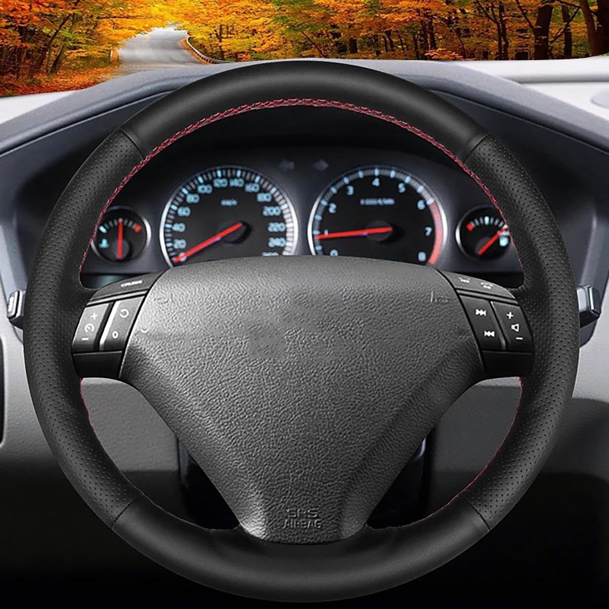 Fit for Volvo S60 2004-2010,Stitch Steering Wheel Cover,Leather Steering Wheel Cover Lace Up,Non-Slip Steering Wheel Cover