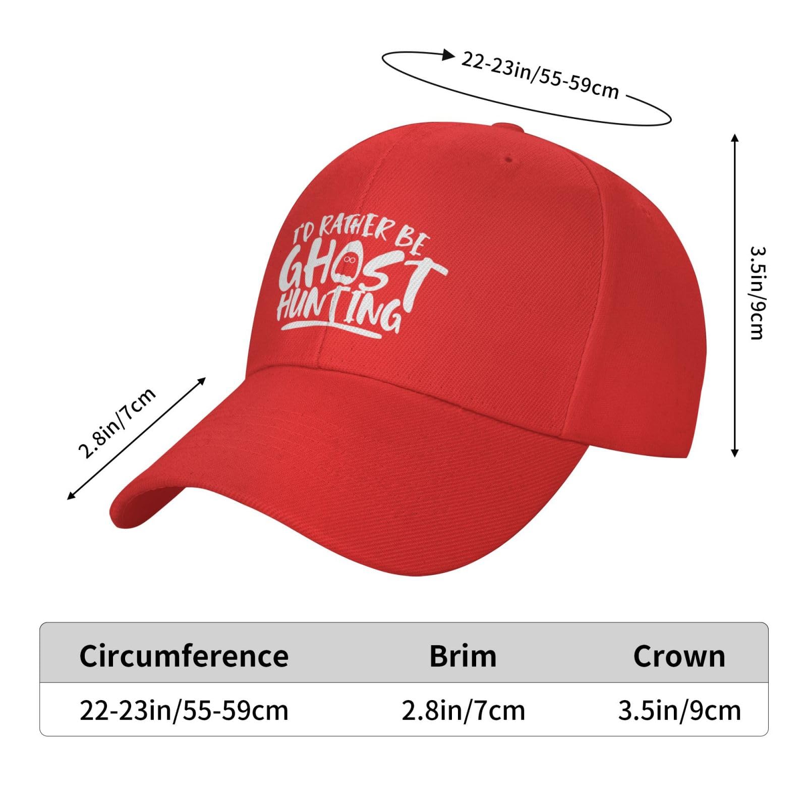 I'd Rather Be Ghost Hunting Adjustable Baseball Hat Unisex Adult Sports Cap Red Outdoor Uv Protection