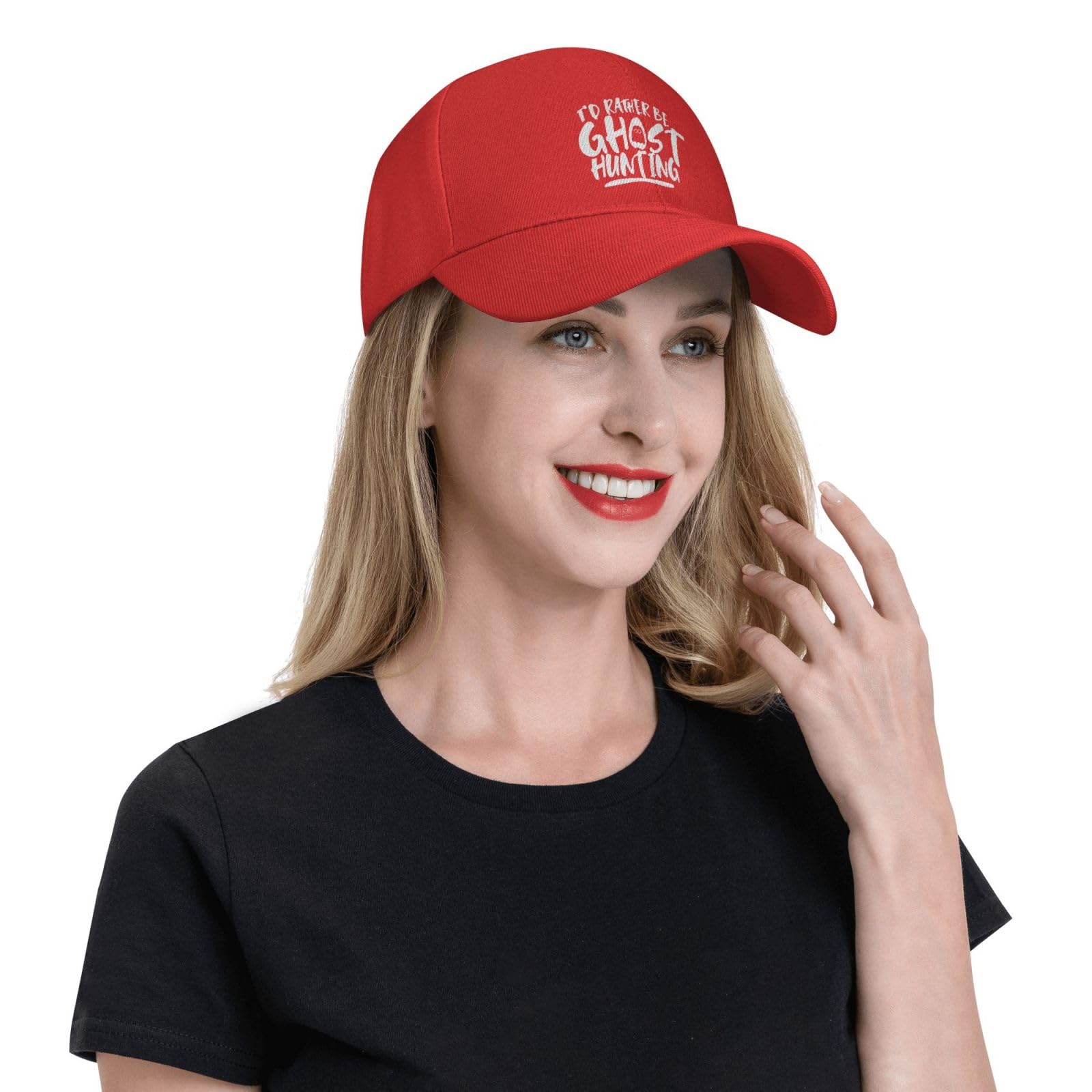 I'd Rather Be Ghost Hunting Adjustable Baseball Hat Unisex Adult Sports Cap Red Outdoor Uv Protection