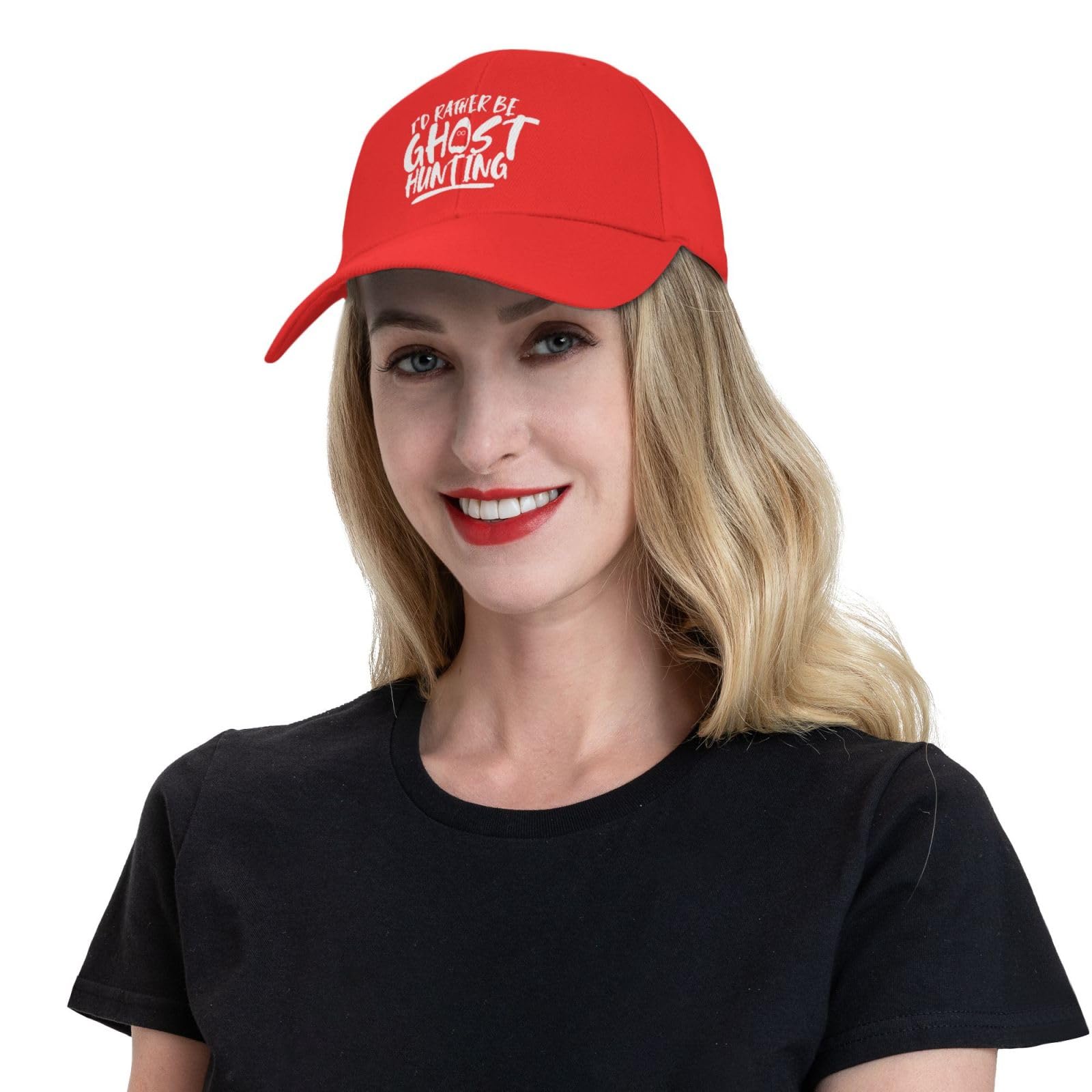 I'd Rather Be Ghost Hunting Adjustable Baseball Hat Unisex Adult Sports Cap Red Outdoor Uv Protection