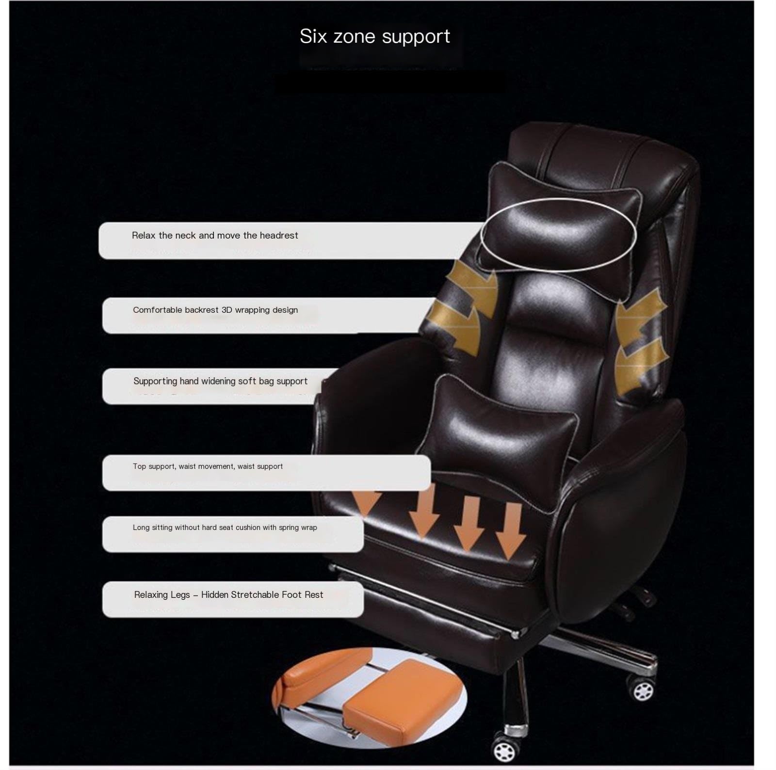 Computer Chair, Home Office Desk Chairs, Swivel Chair Leather Reclining Office Computer Chair Home Study Business Gaming Swivel Chair (Color : Off-White)