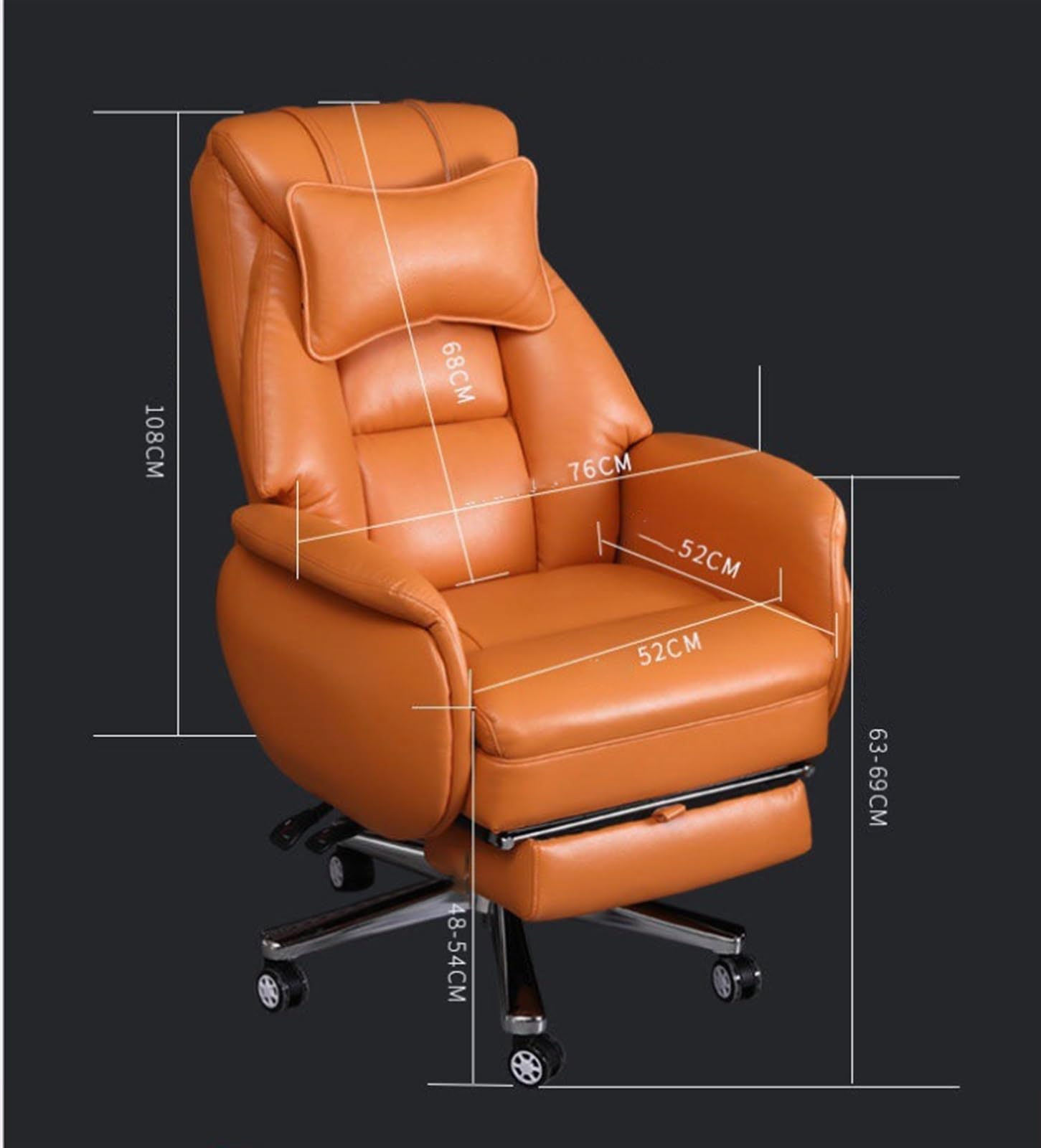 Computer Chair, Home Office Desk Chairs, Swivel Chair Leather Reclining Office Computer Chair Home Study Business Gaming Swivel Chair (Color : Off-White)