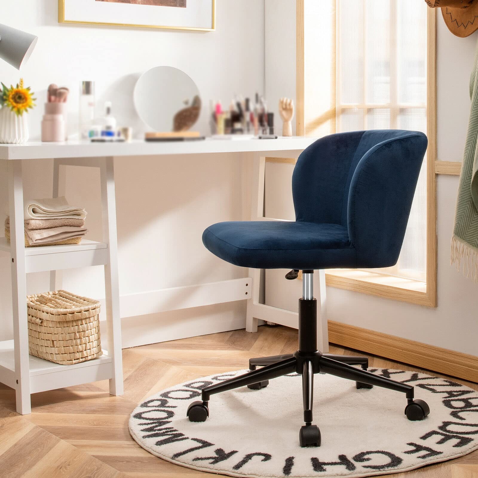 Ren Sheng Computer Chair, Velvet Home Office Leisure Vanity Chair Armless Adjustable Swivel (Color : D, Size : As Shown)