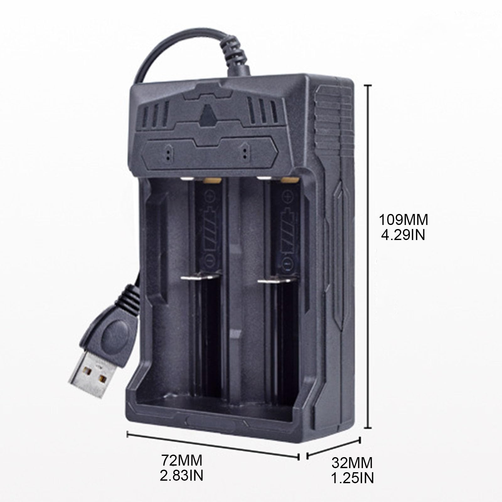 ANXPTIME Universal 2 Slots Battery Charger USB 3.7V Smart Charging for Rechargeable Li-ion Batteries 18650 26650 14500 16340 2 Channels Smart Battery Charger with Safe Protections
