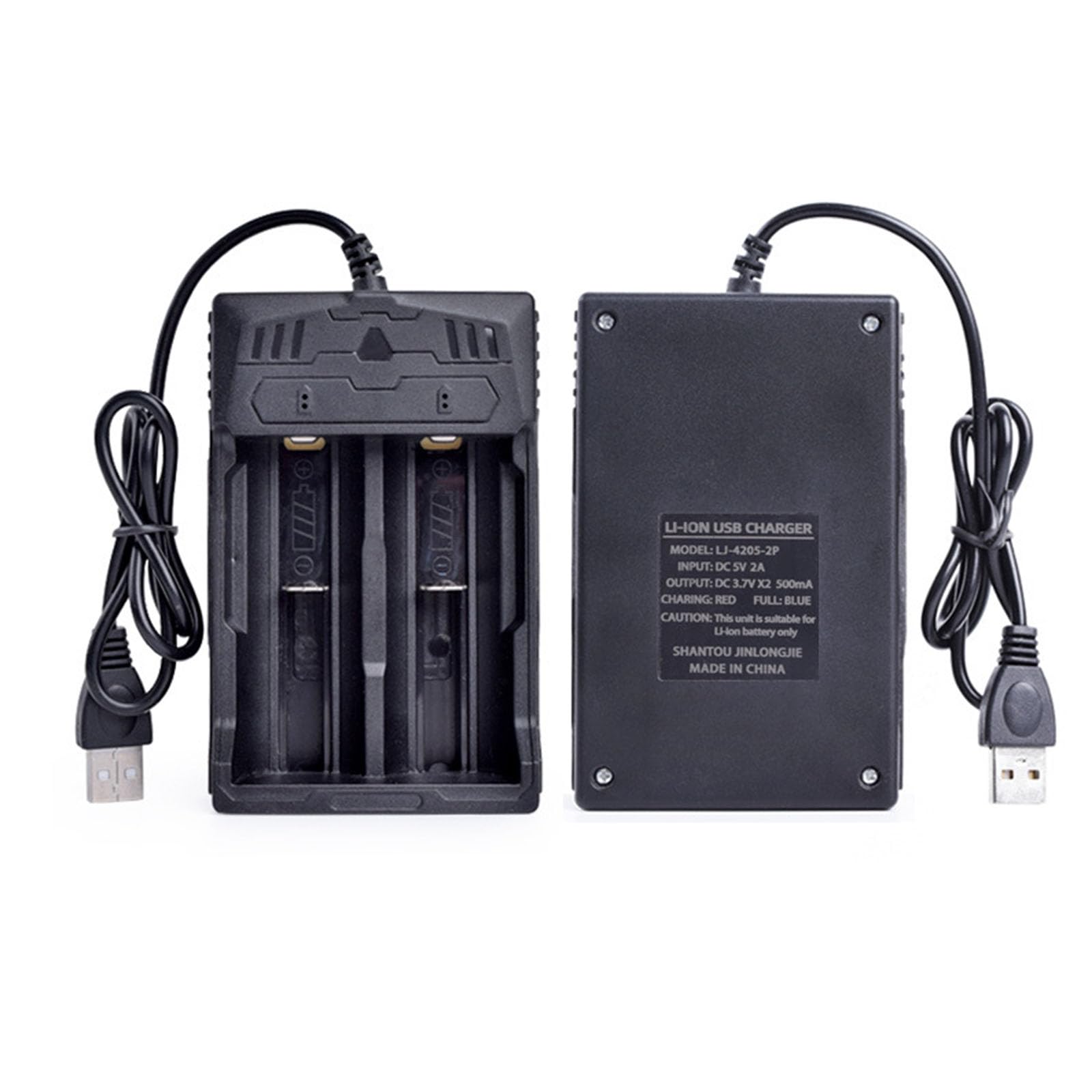 ANXPTIME Universal 2 Slots Battery Charger USB 3.7V Smart Charging for Rechargeable Li-ion Batteries 18650 26650 14500 16340 2 Channels Smart Battery Charger with Safe Protections