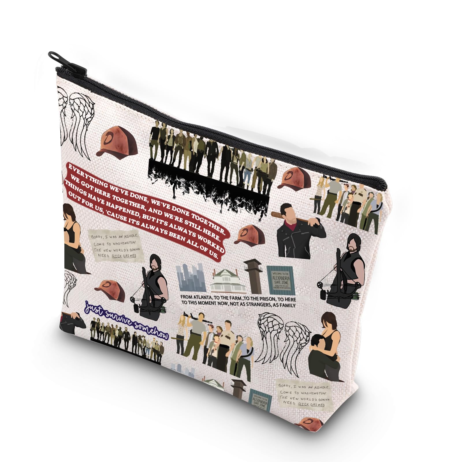 XYANFA Walking-d Zombie TV Inspired Makeup Bag Zombie Daryl D Fan Gift TV Show Lover Zipper Pouch (EVERYTHING WE'VE DONE)