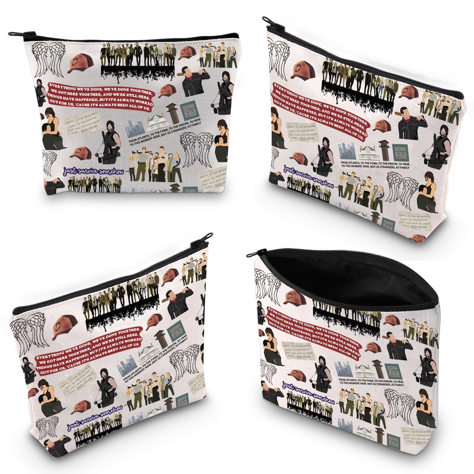 XYANFA Walking-d Zombie TV Inspired Makeup Bag Zombie Daryl D Fan Gift TV Show Lover Zipper Pouch (EVERYTHING WE'VE DONE)