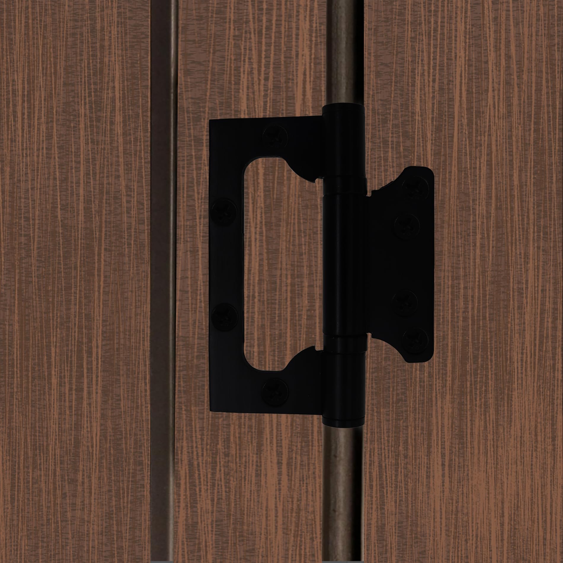 Non-Mortise Door Hinges,TTZEZE SUS304 Door Hinges,Mute Smooth Interior Door Hinges,Brushed Gatehouse Door Hinges,Black, Thickness:3mm/0.12'' - 6 Pack
