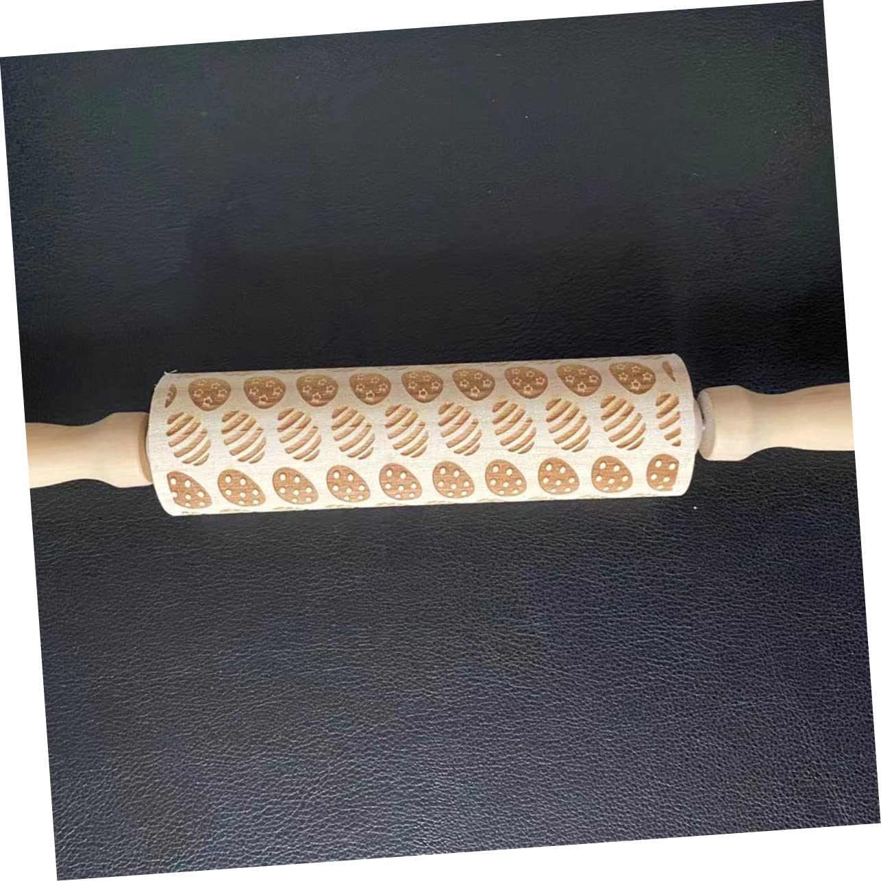 SHOWERORO Wooden Carved Embossed Rolling Pin Egg Pattern Baking Rolling Pins for Pasta Biscuit Dough Jelly Pancakes Pastries Pizza