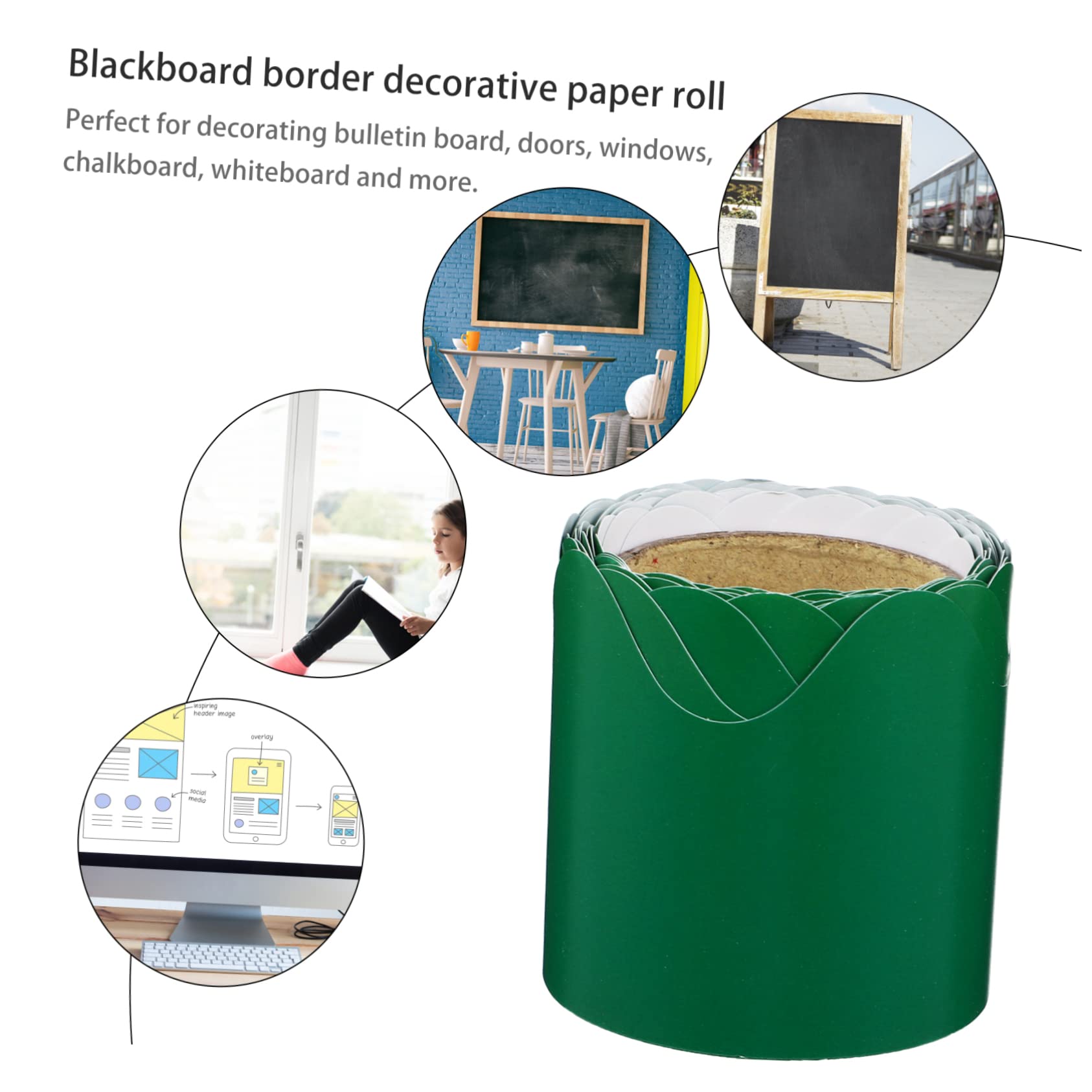 TEHAUX Blackboard Border Trim 5m Roll Whiteboard Trim Bulletin Board Borders Classroom Decoration Cut to Size Easy to Use