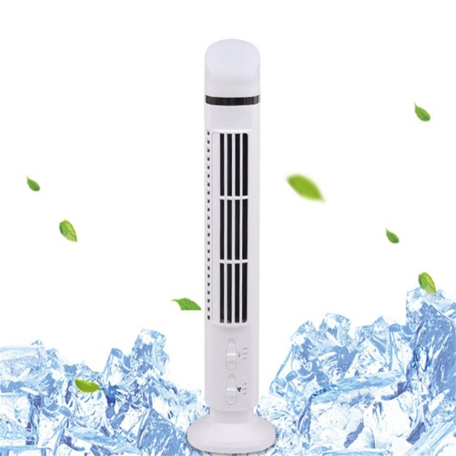 Tower Fans for Home, Mini Bladeless Tower Fan With Light, Led Bladeless Tower Electric Fan, Mini Vertical Conditioner (White)