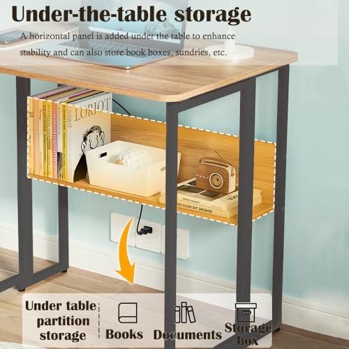 Multifunctional Foldable Desk, 80×59×79, Computer Desk Suitable for Small Spaces, Computer Desk with Adjustable Desktop Size and Foot Pads, Oak Color