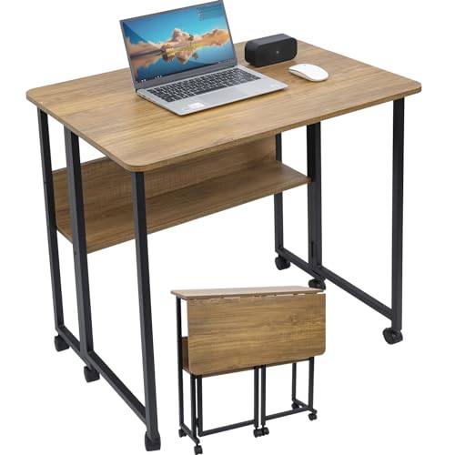 Multifunctional Foldable Desk, 80×59×79, Computer Desk Suitable for Small Spaces, Computer Desk with Adjustable Desktop Size and Foot Pads, Oak Color