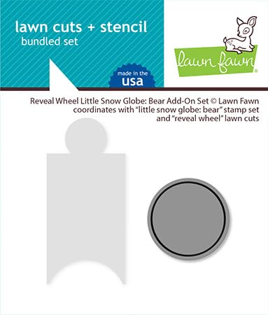 Lawn Fawn Little Snow Globe Bear, Add-On Dies & Template Stamp & Die Set Bundle with My Craft Bench Secure Storage Pocket & 80 LB Cardstock -Bundle of 6 Items