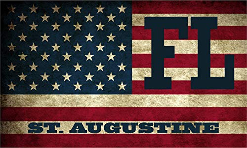(x3) 2x3 inch Stickers | Reflective St. Augustine FL Florida St. Johns County Vintage US Flag Sticker Graphic - Construction Toolbox, Hardhat, Lunchbox, Helmet, Mechanic, Luggage