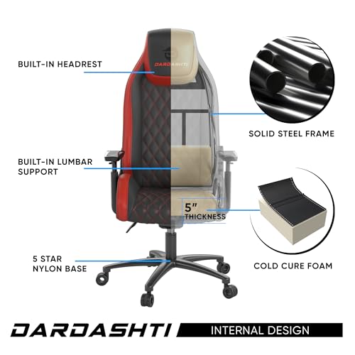 Atlantic Gaming Chair, Office Chair High Back Computer Chair Leather Desk Chair Racing Executive Ergonomic Adjustable, Swivel, Reclining Task Chair & Armrests, Lumbar Support (Red)