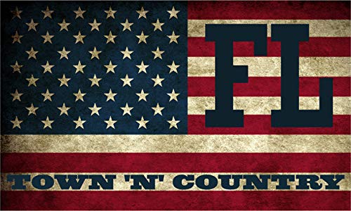 (x3) 2x3 inch Stickers | Reflective Town 'n' Country FL Florida Hillsborough County Vintage US Flag Sticker Graphic - Construction Toolbox, Hardhat, Lunchbox, Helmet, Mechanic, Luggage