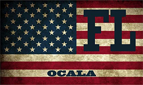 (x3) 2x3 inch Stickers | Reflective Ocala FL Florida Marion County Vintage US Flag Sticker Graphic - Construction Toolbox, Hardhat, Lunchbox, Helmet, Mechanic, Luggage