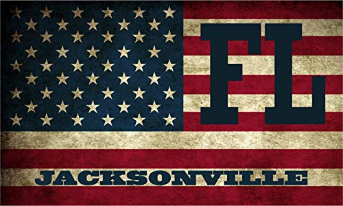 (x3) 2x3 inch Stickers | Reflective Jacksonville FL Florida Duval County Vintage US Flag Sticker Graphic - Construction Toolbox, Hardhat, Lunchbox, Helmet, Mechanic, Luggage