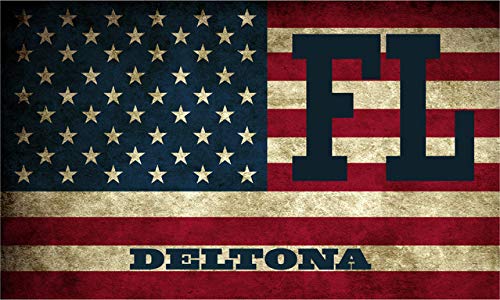 (x3) 2x3 inch Stickers | Reflective Deltona FL Florida Volusia County Vintage US Flag Sticker Graphic - Construction Toolbox, Hardhat, Lunchbox, Helmet, Mechanic, Luggage