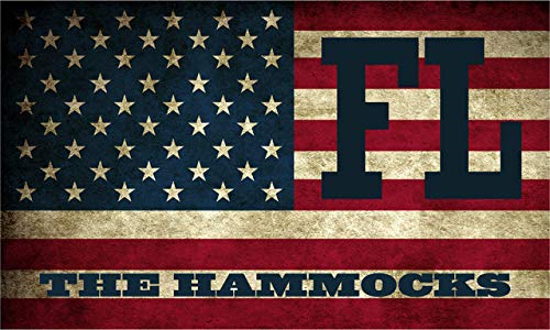 (x3) 2x3 inch Stickers | Reflective The Hammocks FL Florida Miami-Dade County Vintage US Flag Sticker Graphic - Construction Toolbox, Hardhat, Lunchbox, Helmet, Mechanic, Luggage
