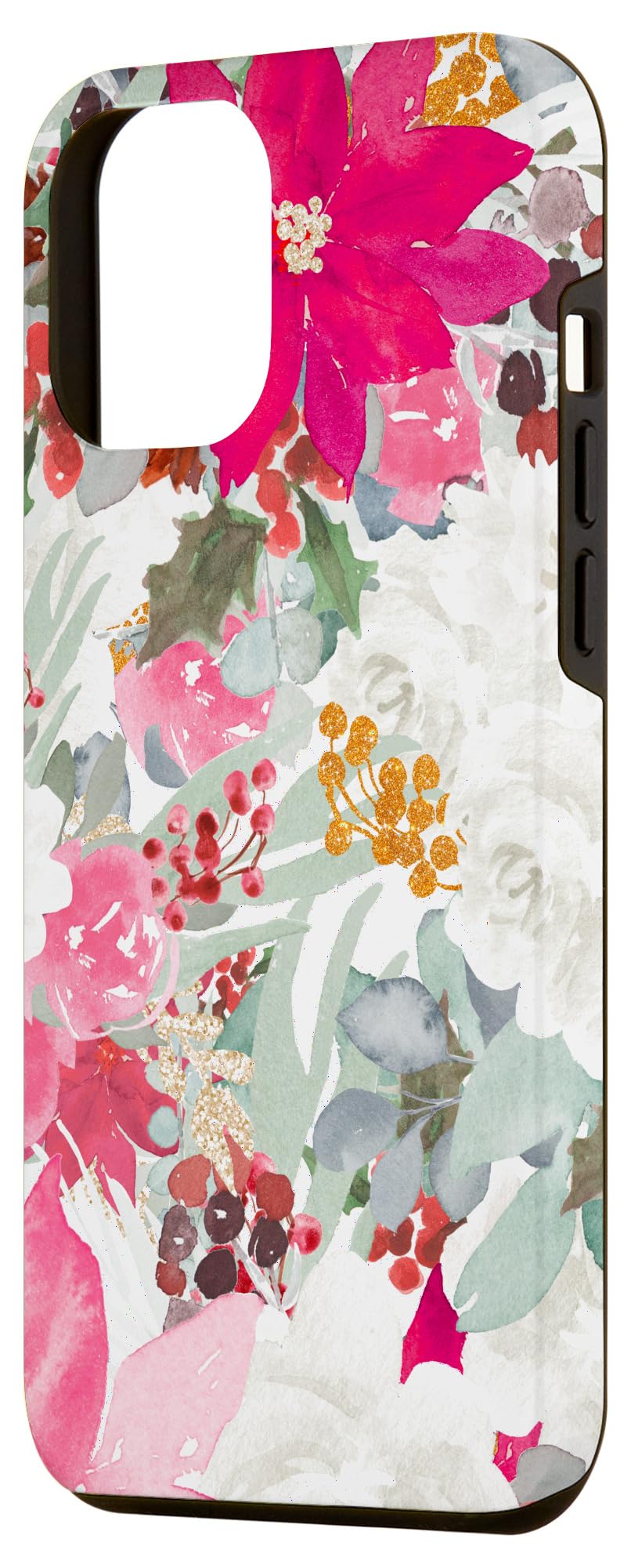 iPhone 13 Pro Max Cute Watercolor Red White Flowers Blooming Pattern Floral Case
