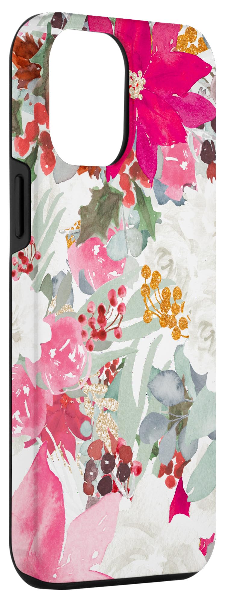 iPhone 13 Pro Max Cute Watercolor Red White Flowers Blooming Pattern Floral Case