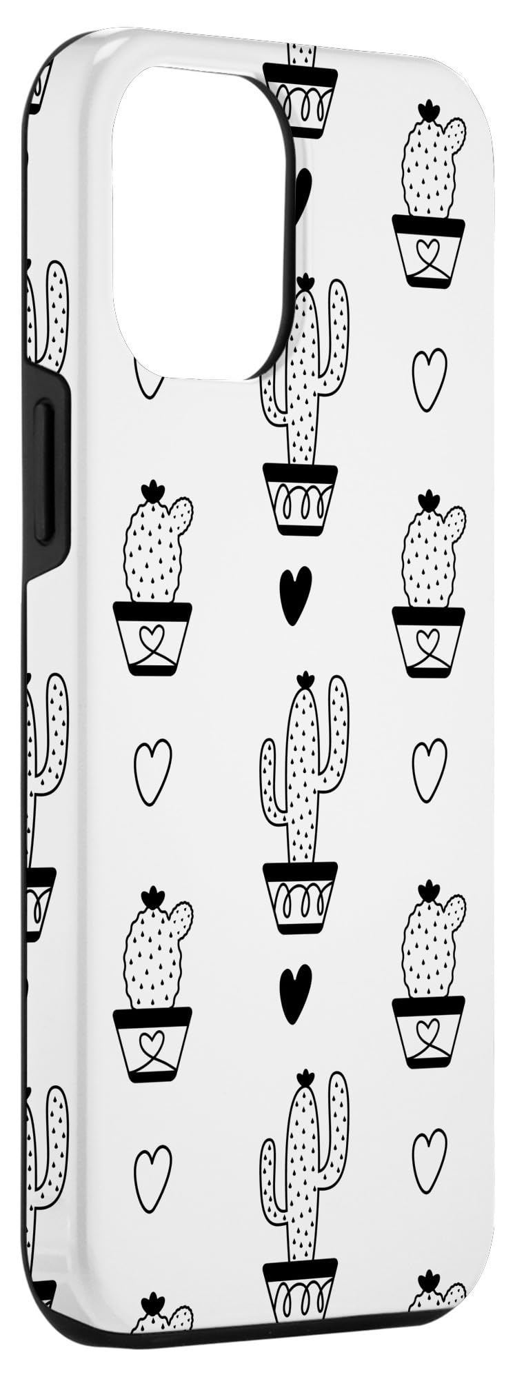 iPhone 13 Pro Max Black and White Cactus Pattern Succulent Botanical Case
