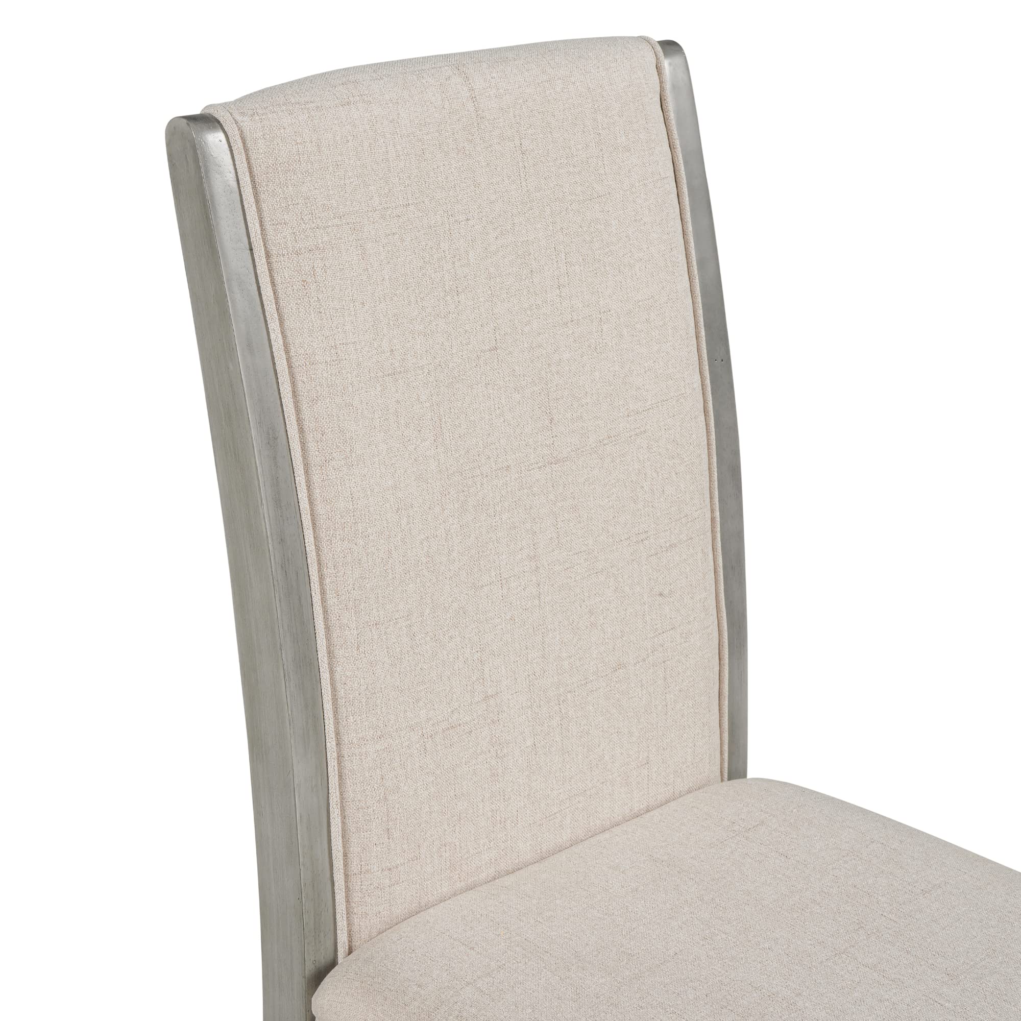 Penifun Set of 4, Full Back Set with Upholstered, Farmhouse Dining Chairs with Solid Wood Frame and Legs,Gray+Cushion Beige