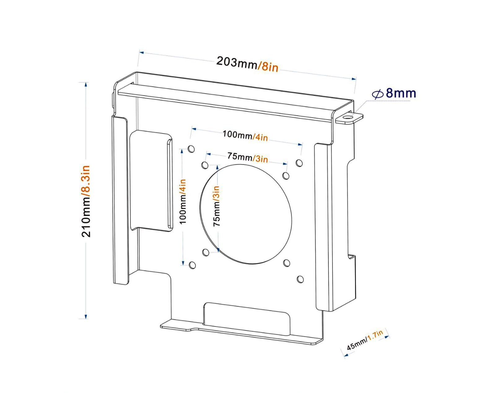 New for MacMini PC Wall Mount Under Desk Holder Bracket, Compatible with for Apple Mac Mini M1 M2 Pro M3 2022 2023 A1347 Desktop Computer, Enhanced Full Steel Two Modes Support Stand Rack