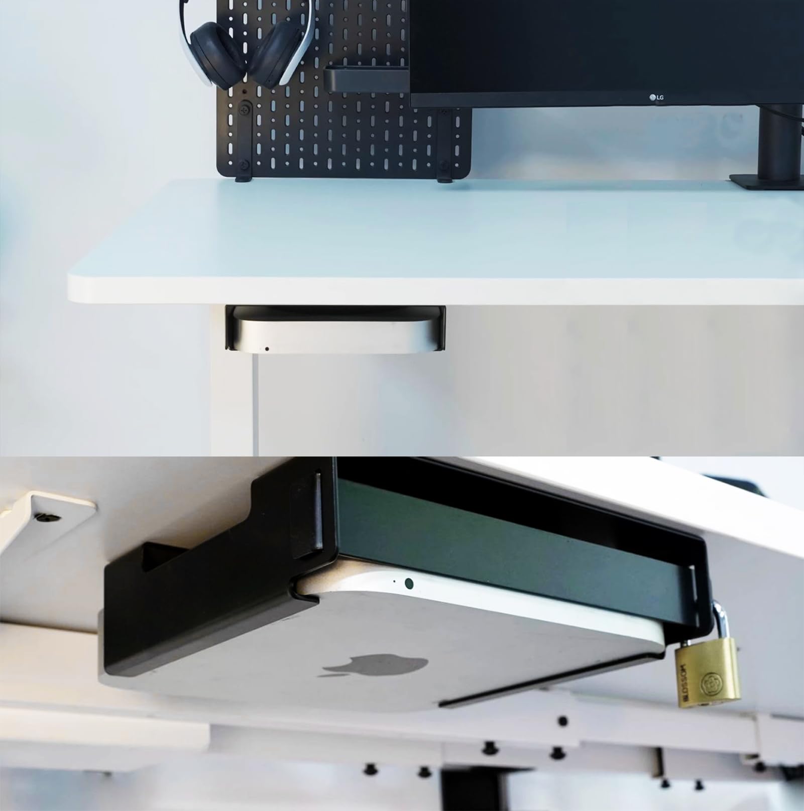 New for MacMini PC Wall Mount Under Desk Holder Bracket, Compatible with for Apple Mac Mini M1 M2 Pro M3 2022 2023 A1347 Desktop Computer, Enhanced Full Steel Two Modes Support Stand Rack