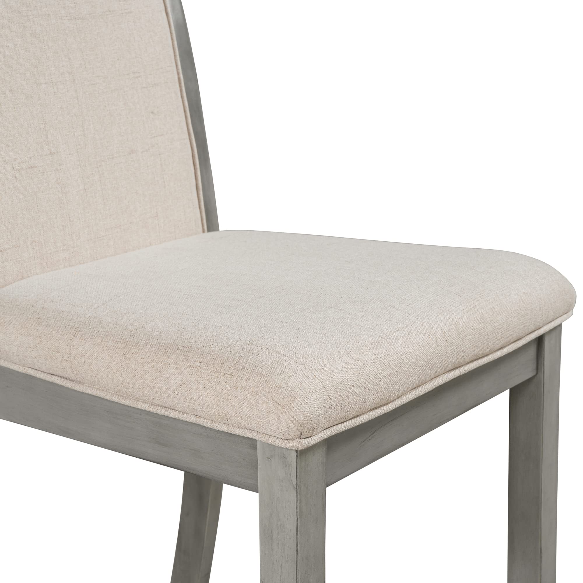 Tiophome Set of 4, Full Back Set with Upholstered, Farmhouse Dining Chairs with Solid Wood Frame and Legs,Gray+Cushion Beige