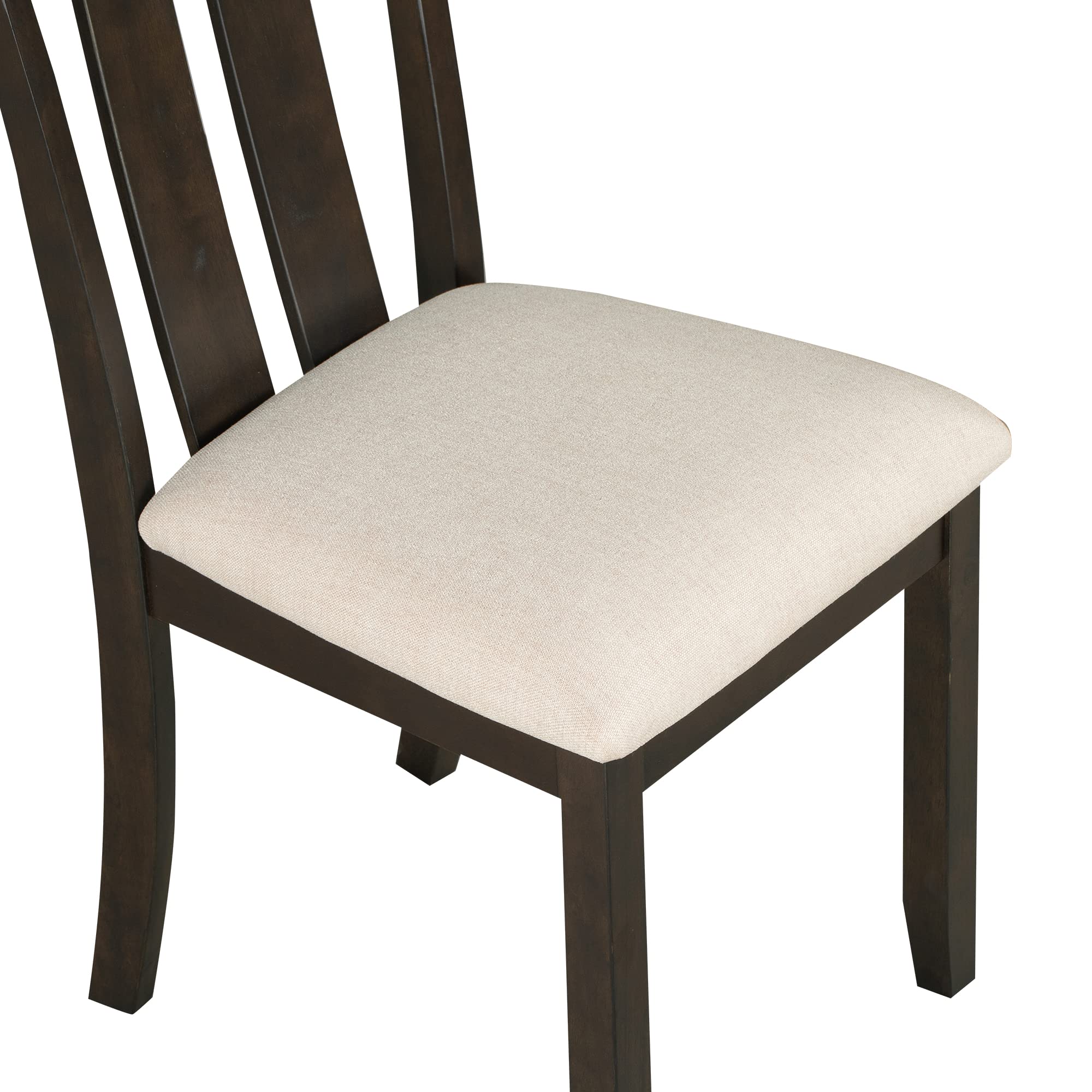 Penifun Set of 4 Seat Cushions and Curved Back, Soft Fabric Chairs with Solid Wood Legs for Indoor Dining Room, Restaurant, Kitchen, Veneer Birch Finish (Espresso)