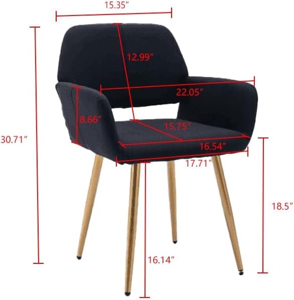Generic Black Modern Multi-Purpose Dining Office Chair, No Wheels, Non-Rolling, Heavy Duty Metal Legs, 300 lbs Weight Limit