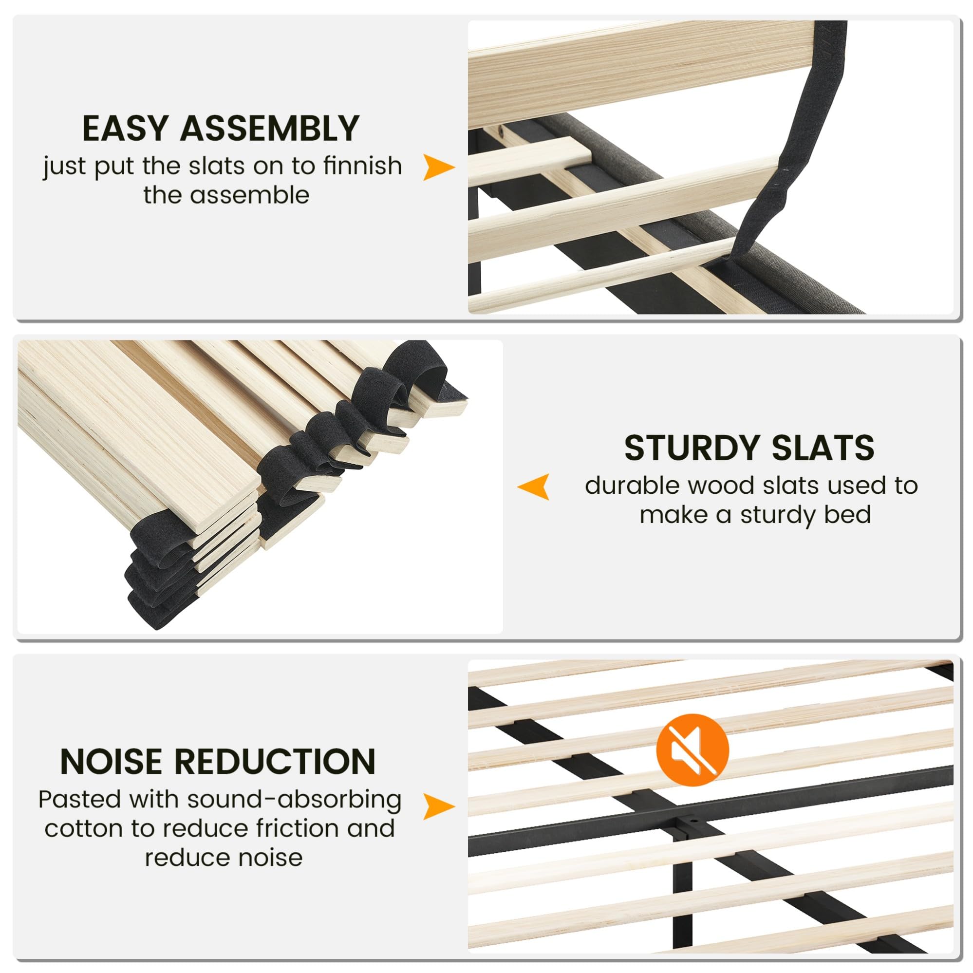 IDEALHOUSE Full Bed Frame with Button Tufted Headboard, Fabric Upholstered Platform Full Size Bed Frame with Adjustable Headboard, High Resilience Sponge Design, No Box Spring Needed (Black, Full)