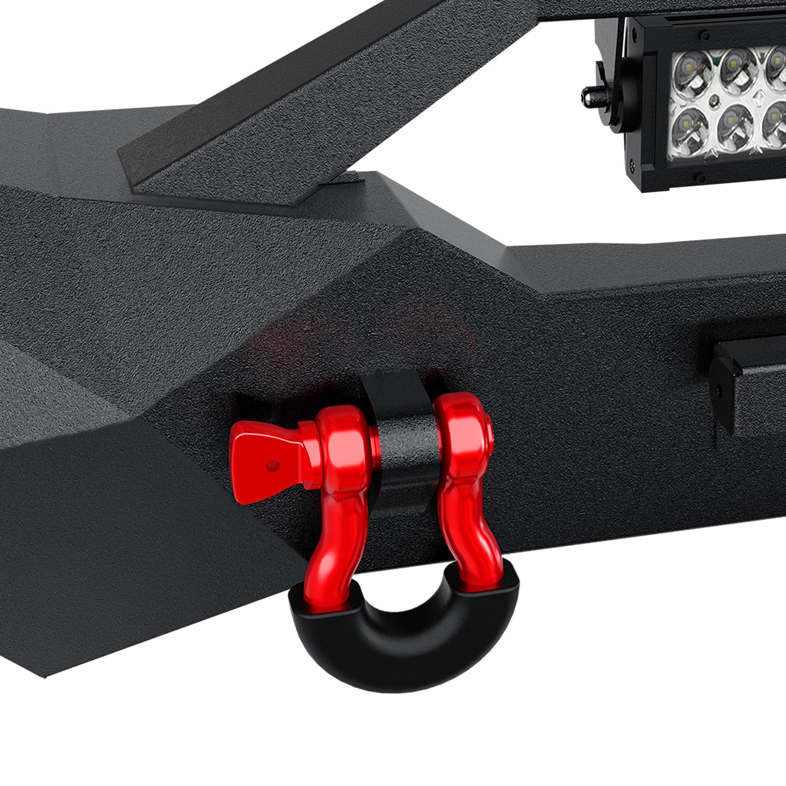 OBNAUX Front & Rear Bumpers w/Tire Carrier for 2007-2018 Jeep Wrangler JK JKU Unlimited w/Winch Plate, License Plate Bracket, Paintable Armor, OE Fog Light Holes, Hitch Receiver & D-rings
