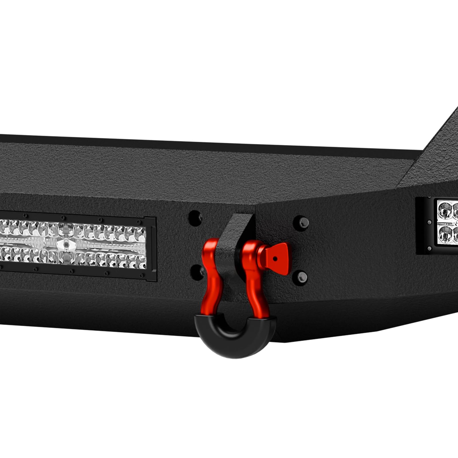 OBNAUX Full Width Front & Rear Bumper w/Spare Tire Carrier Compatible with 2007-2018 Jeep Wrangler JK JKU Unlimited (2/4 Doors) Equipped with Paintable Armor, 2" Hitch Receiver & D-rings