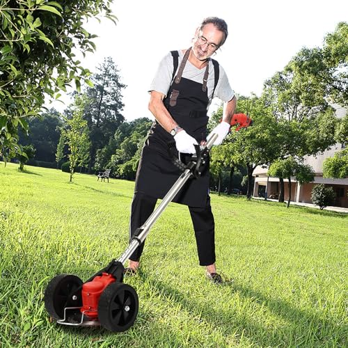 Cordless Grass Trimmer Edger String Trimmers Weed Eater Battery Powered Weed Wacker Mini Mower with 1 Battery Charger Included for Lawn Care Yard Work (ABS, Alloy, Stainless Steel, Red)