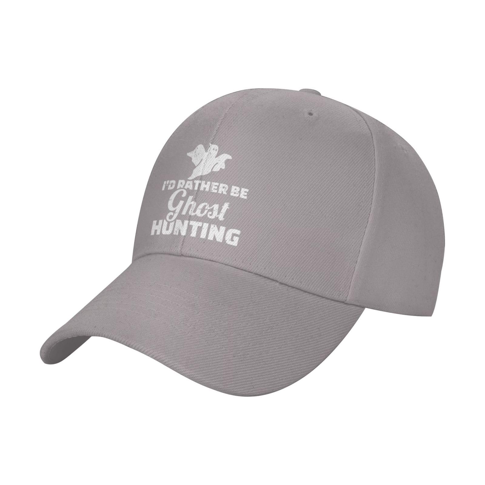 I'd Rather Be Ghost Hunting Baseball Hats for Original Classic Trucker Unisex Vintage Washed Adjustable Gray