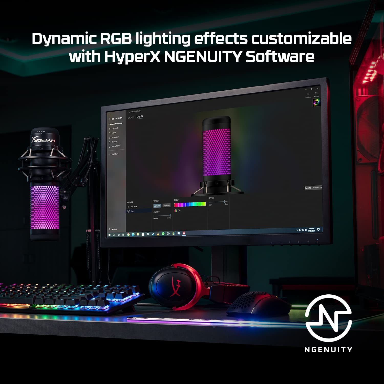HyperX QuadCast S – RGB USB Condenser Microphone & Nitro by Acer 27" Full HD 1920 x 1080 1500R Curve PC Gaming Monitor | AMD FreeSync Premium