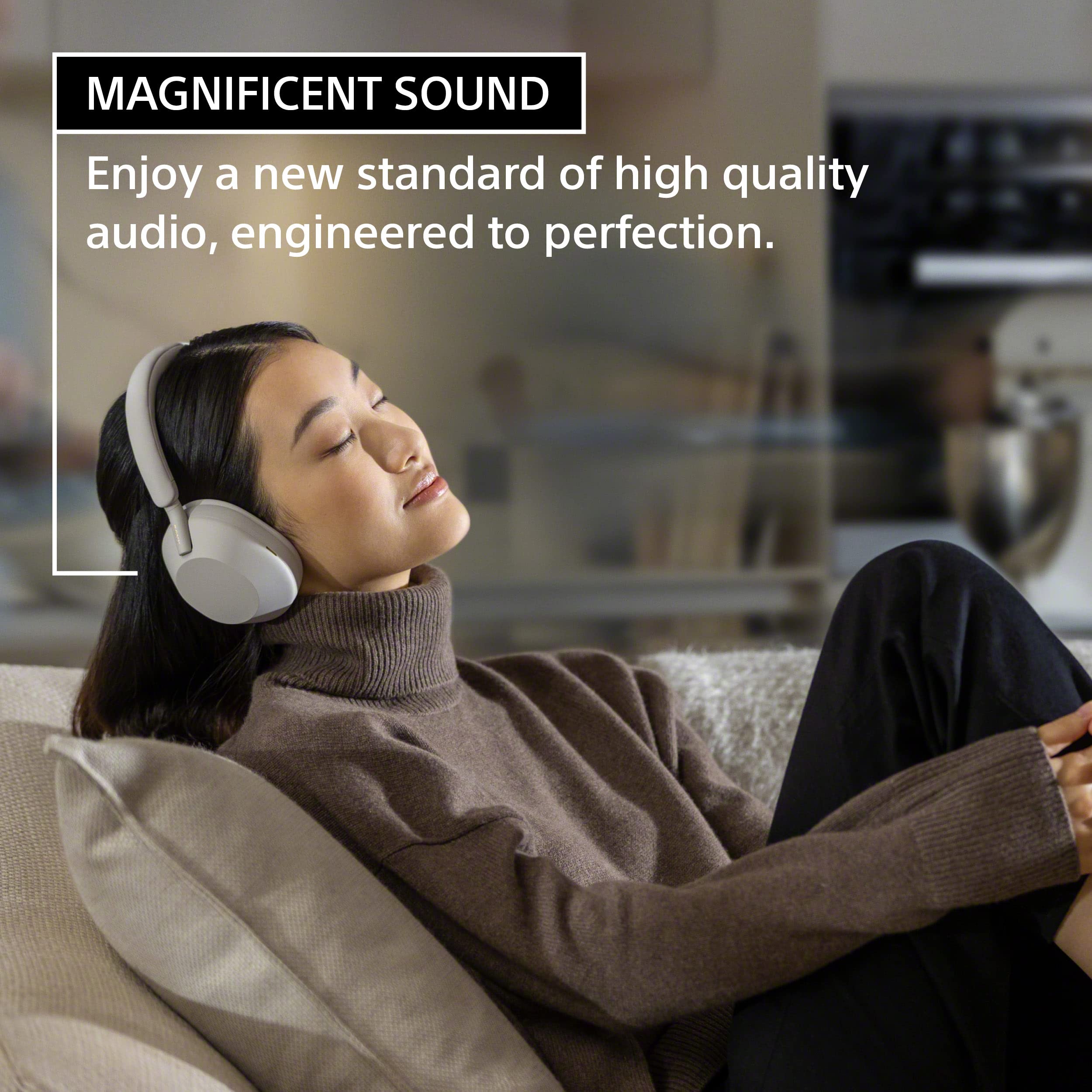 Sony WH-1000XM5 The Best Wireless Noise Canceling Headphones with Auto Noise Canceling Optimizer & 3.5” LCD Vlog Monitor with Mount and USB-C Cable