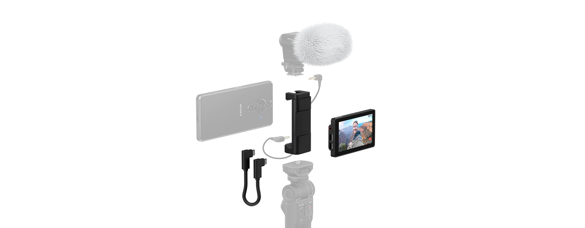 Sony WH-1000XM5 The Best Wireless Noise Canceling Headphones with Auto Noise Canceling Optimizer & 3.5” LCD Vlog Monitor with Mount and USB-C Cable