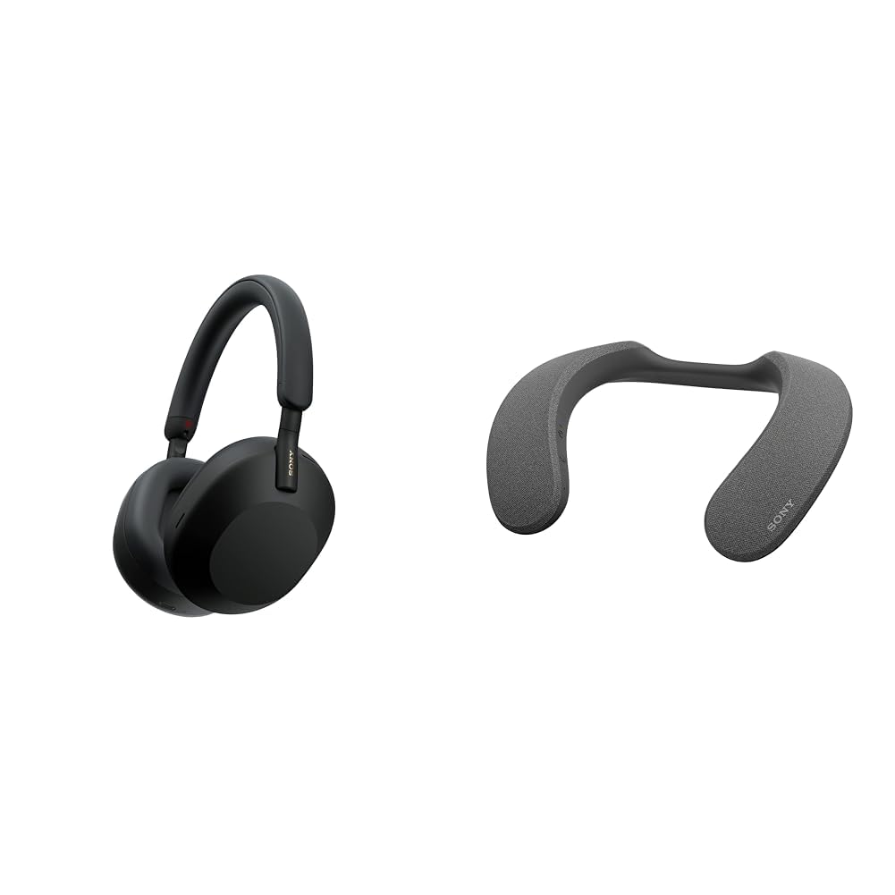Sony WH-1000XM5 The Best Wireless Noise Canceling Headphones with Auto Noise Canceling Optimizer & SRS-NS7 Neckband Bluetooth Speaker/Headphone for TV Listening
