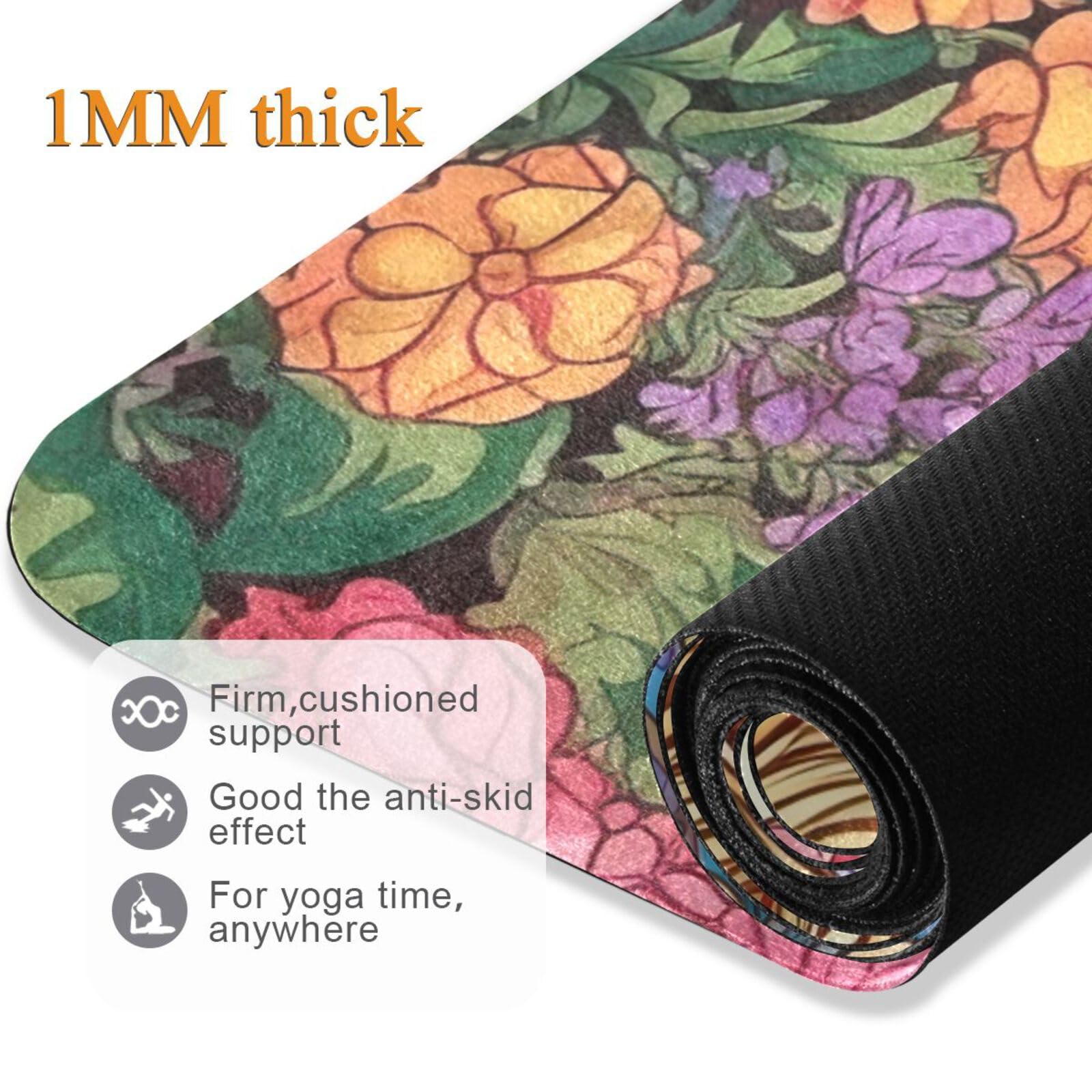 GOODOLD Unicorn Yoga Mat, 71 x 26 Inch Non-slip Yoga Mats Folding Travel Exercise Mat Indoor Outdoor Gym Pilates with Storage Bag for Women Men