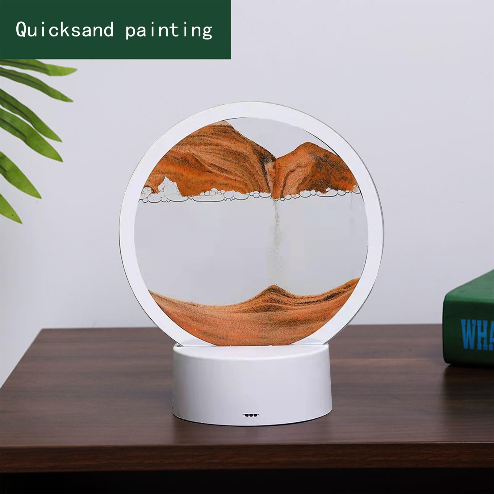 Three-Dimensional Sand Painting Table Lamp, Moving Hourglass Decorative Ambient Lamp, Dynamic Sandscapes Relaxing, Living Room Bedroom Desktop Art for Home Office Decor (Yellow)