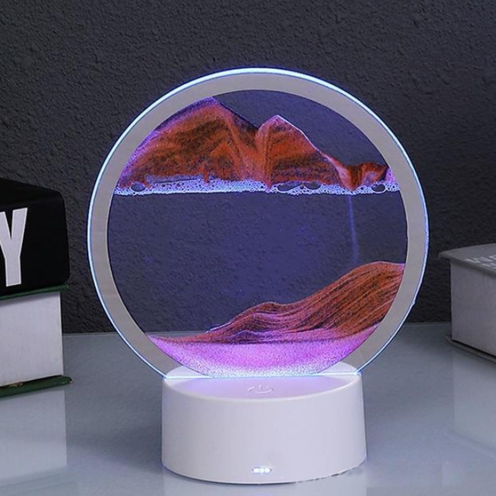 Three-Dimensional Sand Painting Table Lamp, Moving Hourglass Decorative Ambient Lamp, Dynamic Sandscapes Relaxing, Living Room Bedroom Desktop Art for Home Office Decor (Yellow)